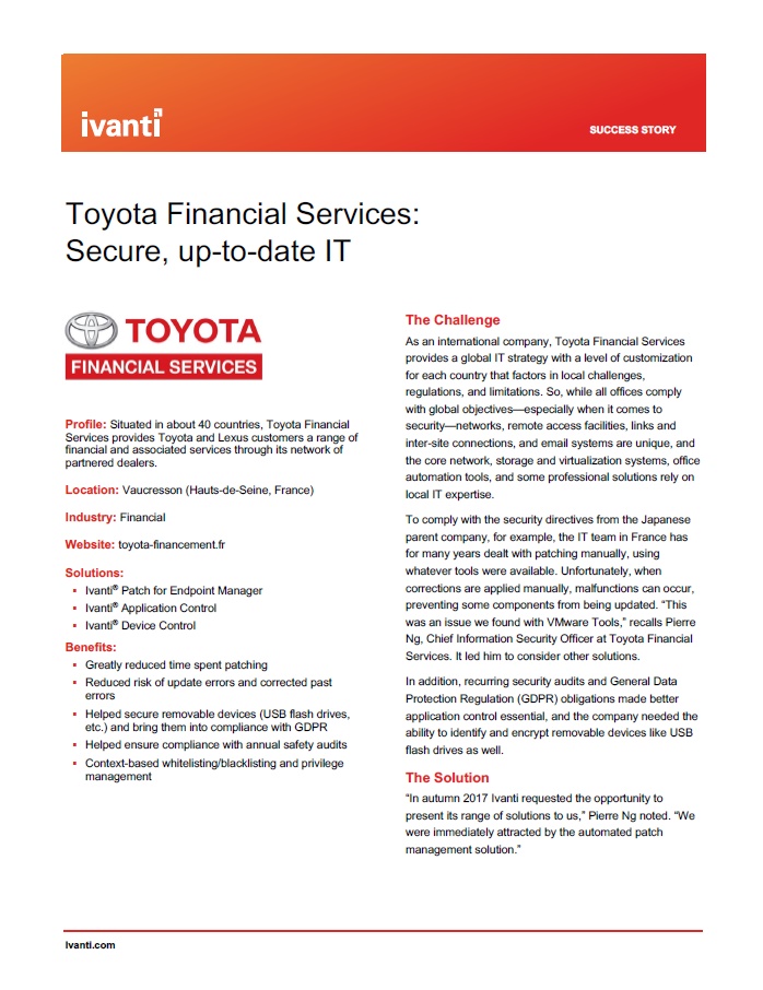 A secure and compliant IT environment for Toyota Financial Services ...