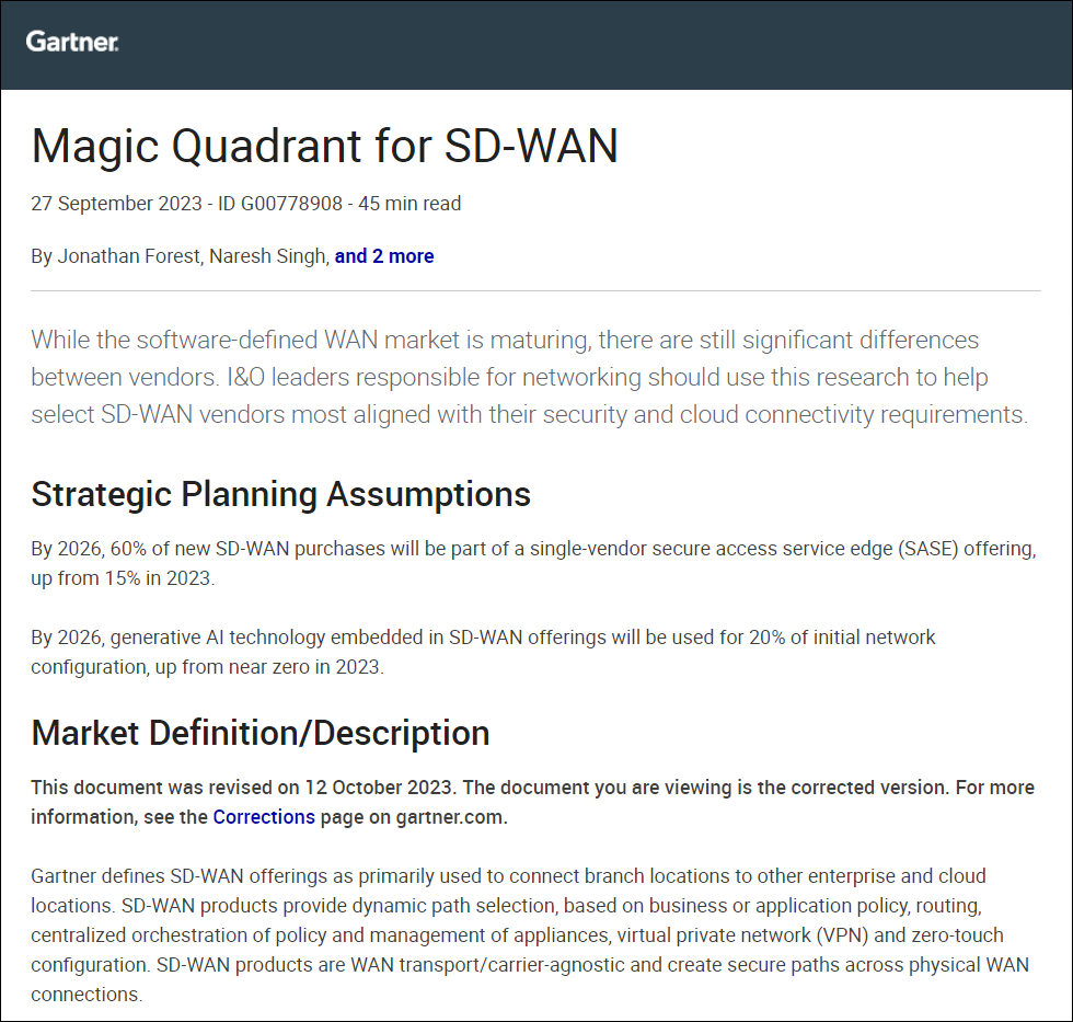2023 Gartner® Magic Quadrant™ for SD-WAN - WisdomInterface