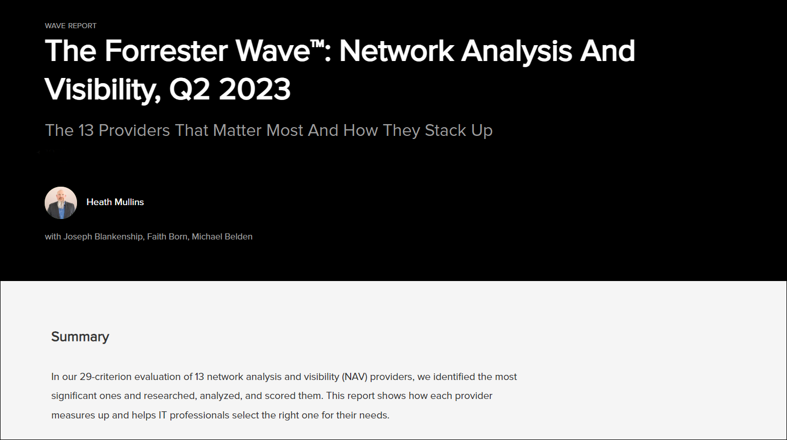 The Forrester Wave™: Network Analysis and Visibility, Q2 2023 ... The Forrester Wave™: Network Analysis and Visibility, Q2 2023 ...