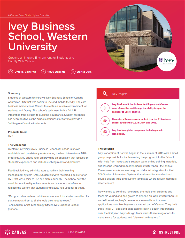Ivey Business School, Western University: Creating an Intuitive Environment for Students and ...