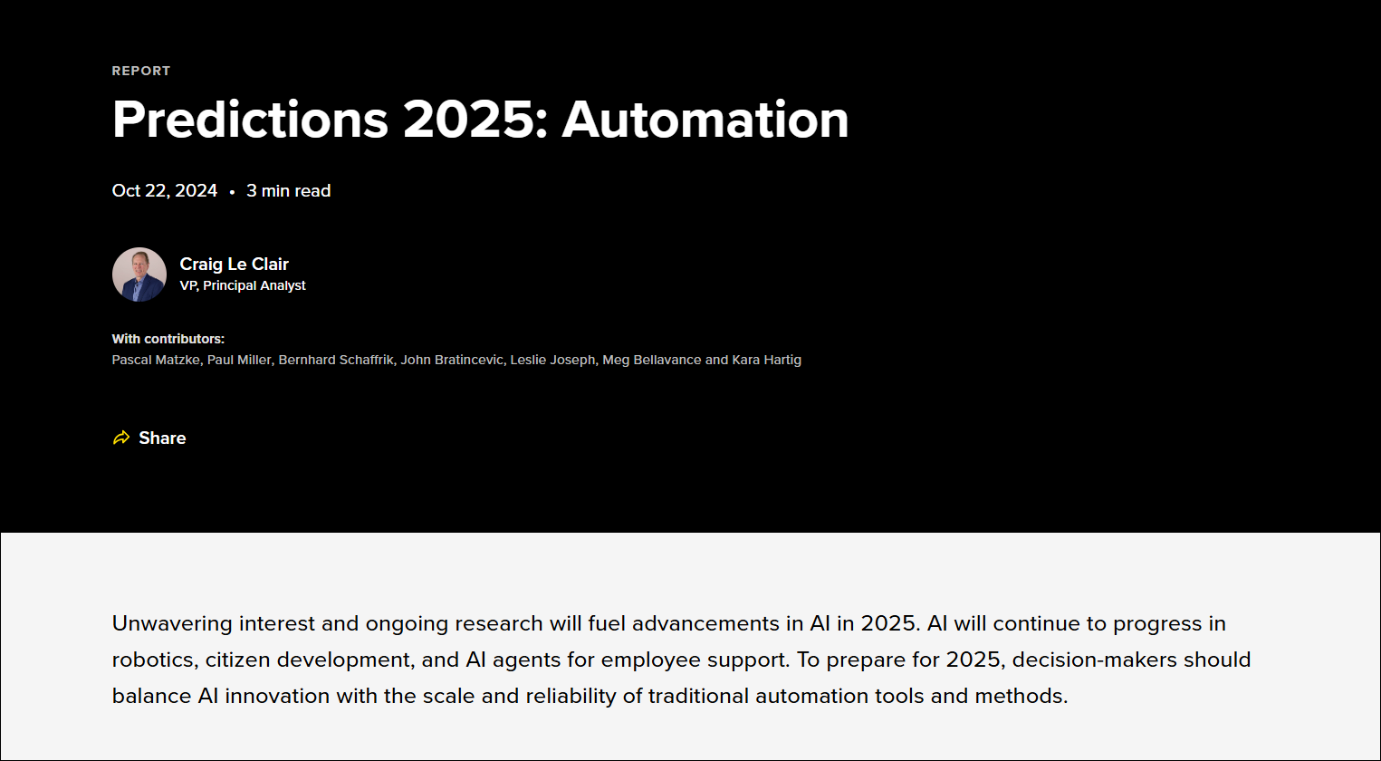 Forrester: Predictions 2025: Automation - WisdomInterface