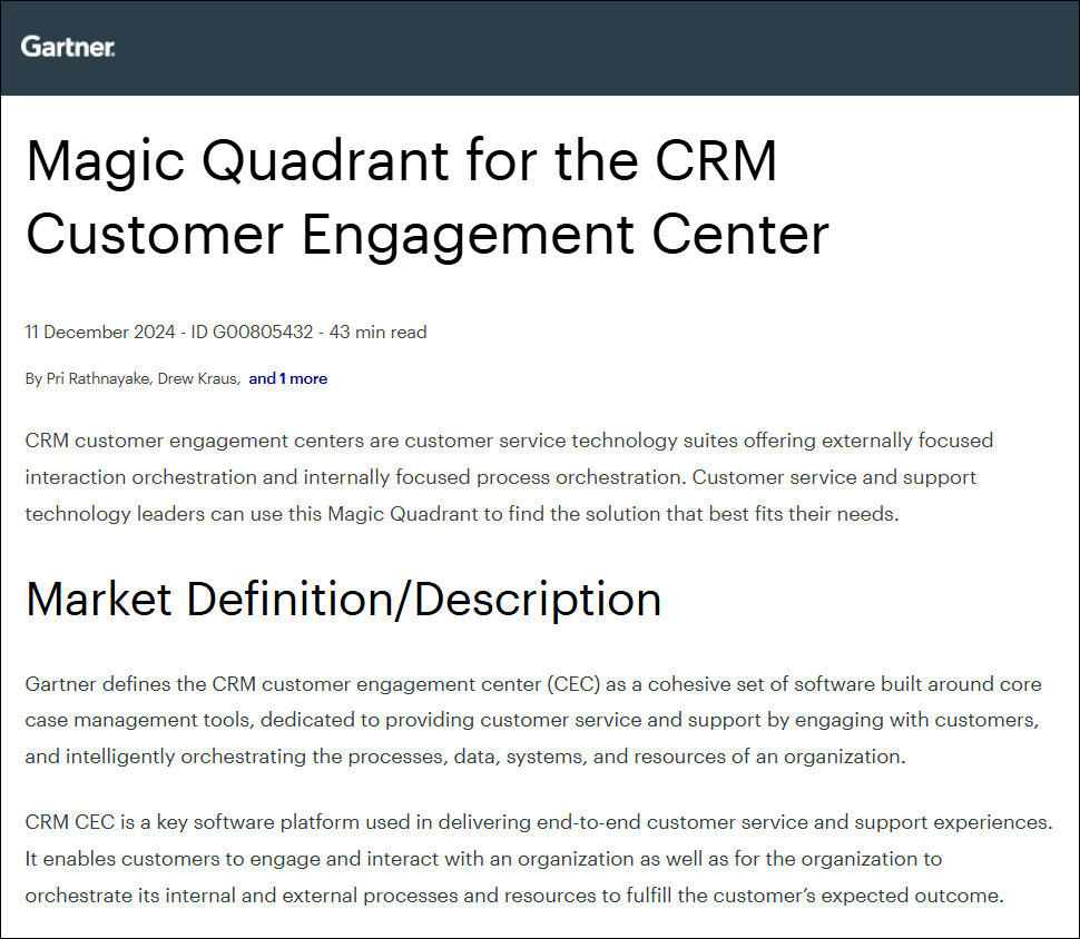 Gartner® names ServiceNow a Leader in Magic Quadrant™ for CRM Customer ...